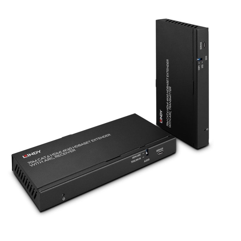 Lindy 70m Cat.6 HDMI 4K60, Audio, IR & RS-232 HDBaseT Extender with AR ...