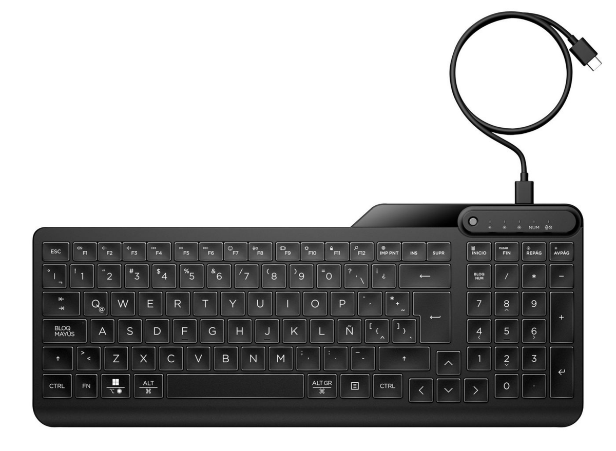 HP 405 Backlit Wired Keyboard – Full-Size Multi-Device USB-C | 7N7C1AA ...