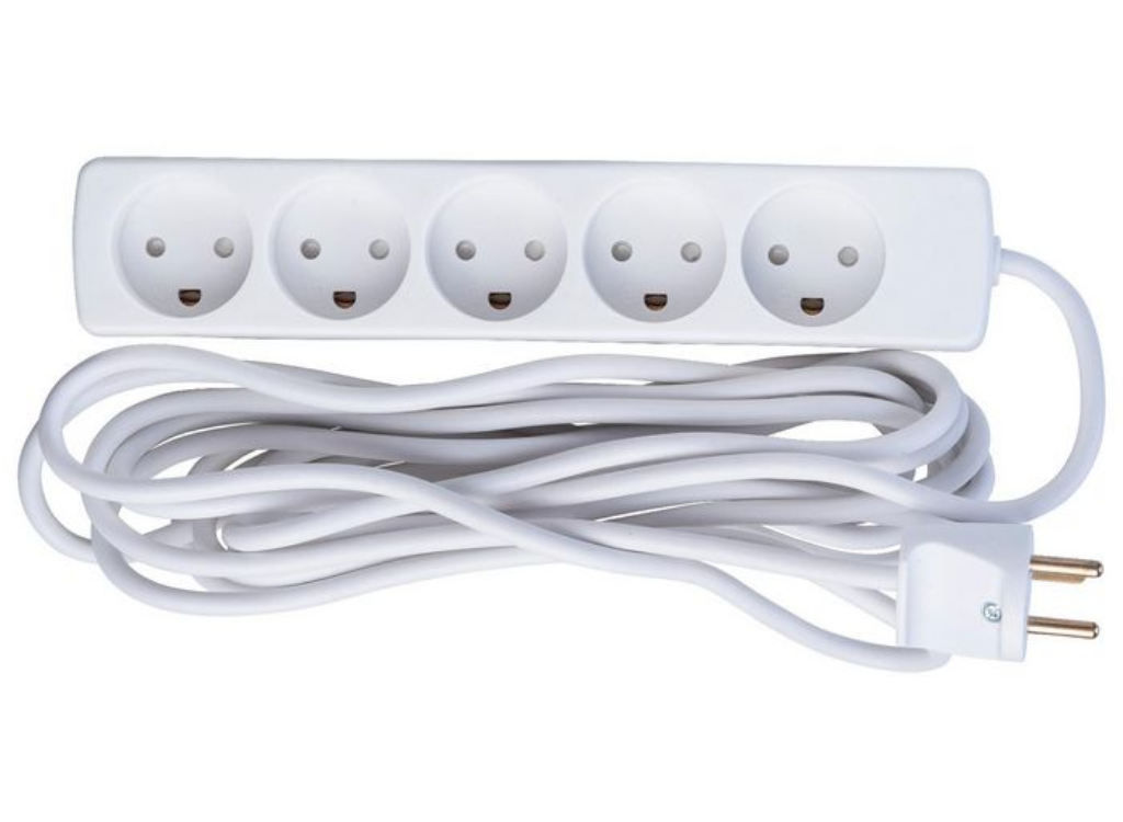 MicroConnect 5-Way Danish Socket Power Strip - 5m, White | GRU0055WDK ...