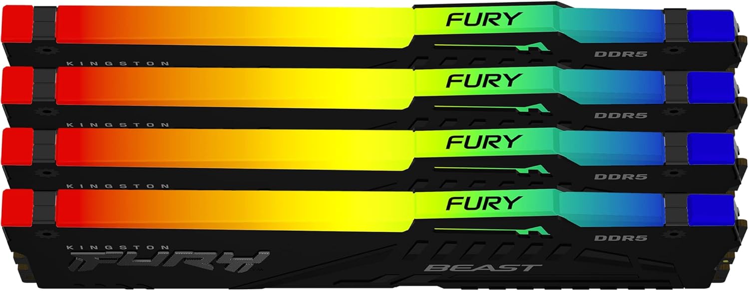Kingston FURY Beast DDR5 RGB 128GB (4x32GB) 5600MT/s High-Performance ...