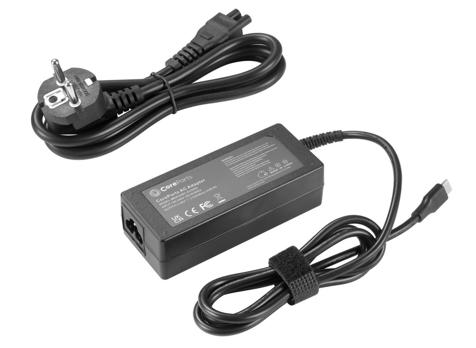 CoreParts 65W USB-C PD 3.0 Charger Adapter + EU C5 Power Cord — Screen ...