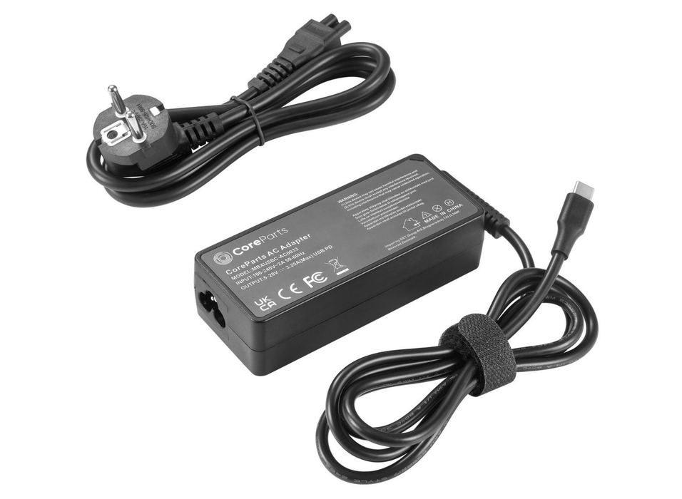 CoreParts USB-C PD Charger 65W (PD3.0) with EU Power Cord — Screen Moove