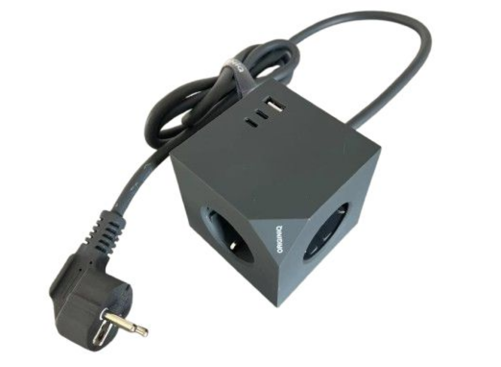 MicroConnect 3-Way Schuko Power Cube - Magnetic, 2 USB-C, 1 USB-A, 1.5 ...