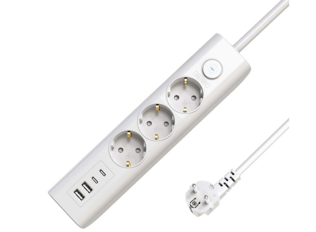 MicroConnect 3-Way USB Schuko Power Strip with On/Off Switch, 1.5M Cab — Screen Moove