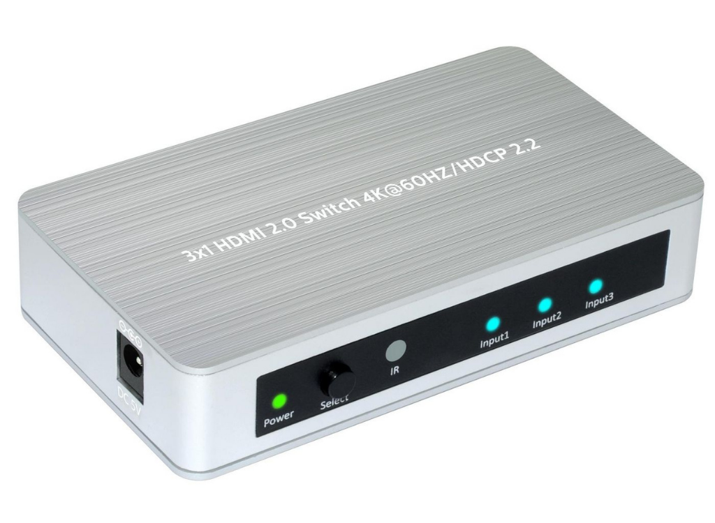MicroConnect Slim 3x1 HDMI2.0 Aluminium 4K 60HZ/HDCP 2.2 Switcher | MC ...