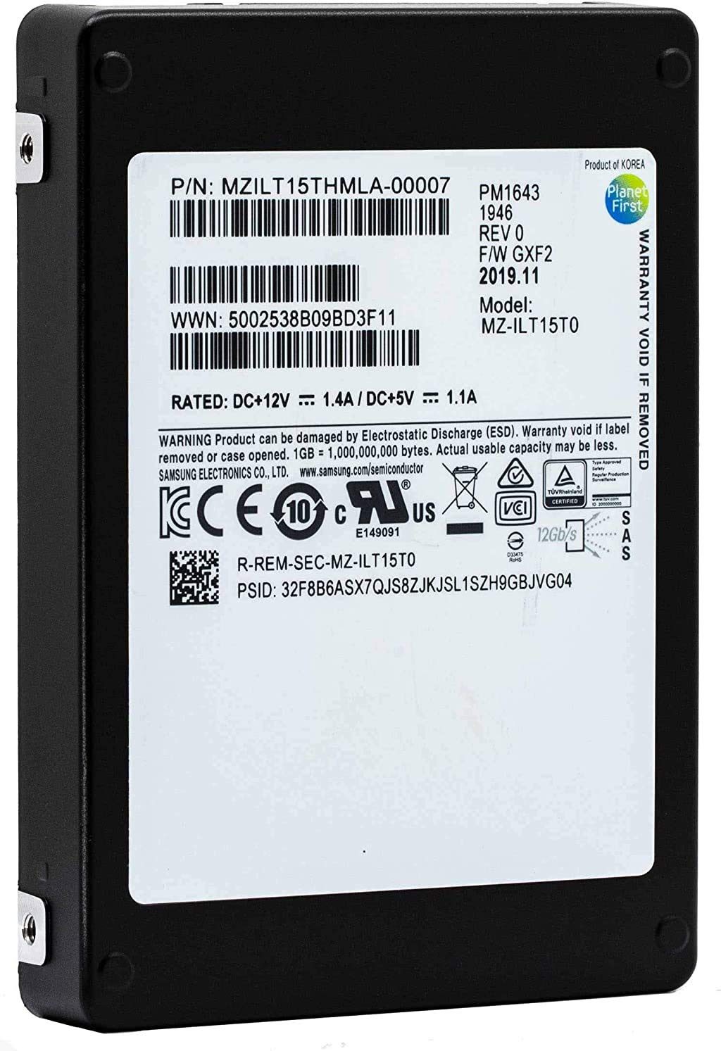 Samsung PM1643 2.5" 15360 GB SAS V-NAND TLC SSD | MZILT15THMLA-00007 ...