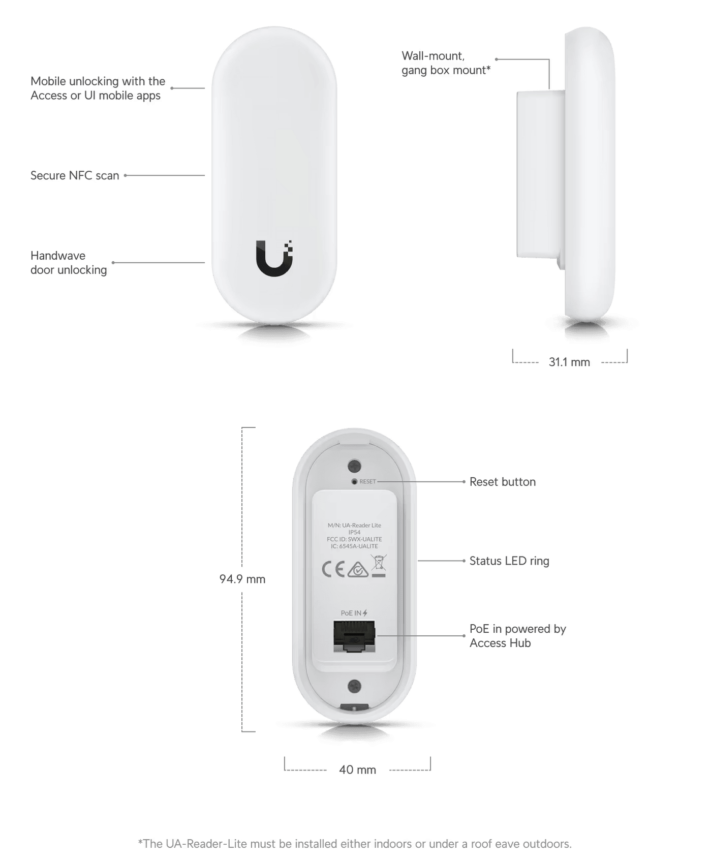Ubiquiti Networks Access Control Reader Lite White | UA-READER LITE ...