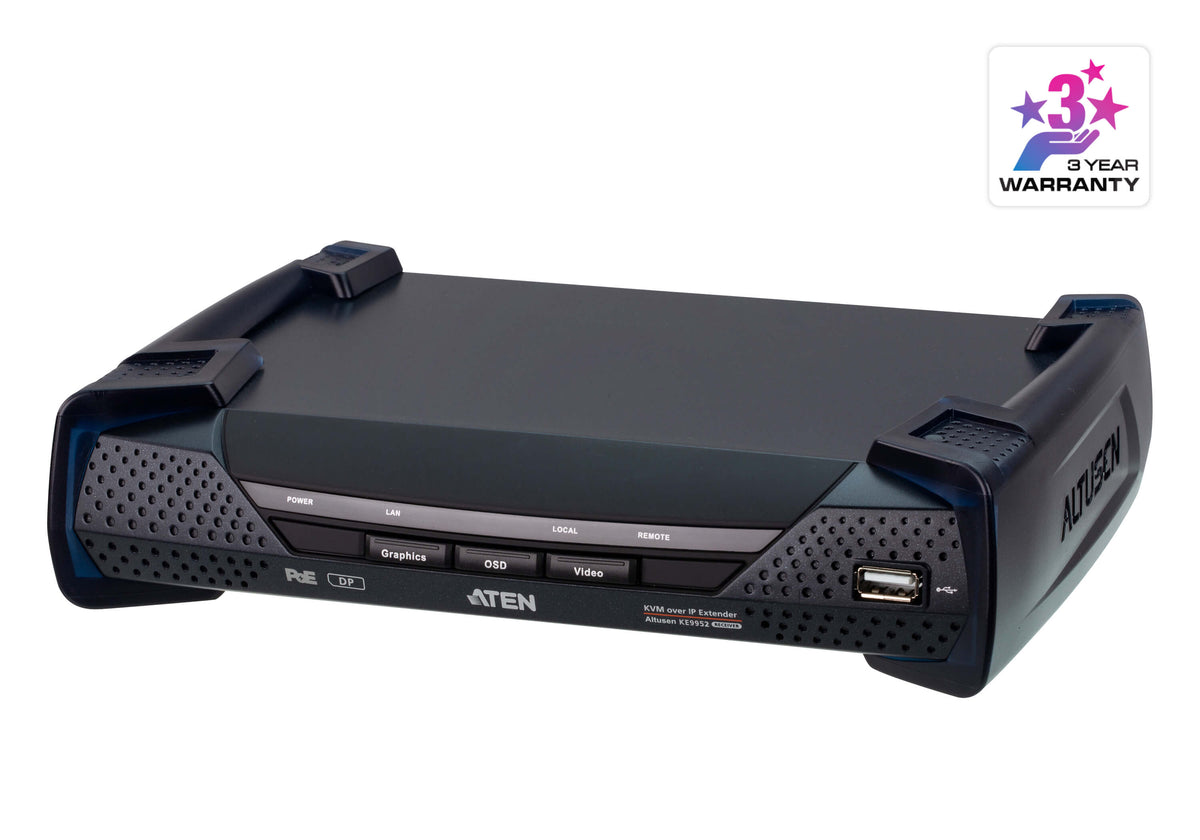 Aten 4K DisplayPort Single Display KVM over IP Receiver with PoE | KE9 ...