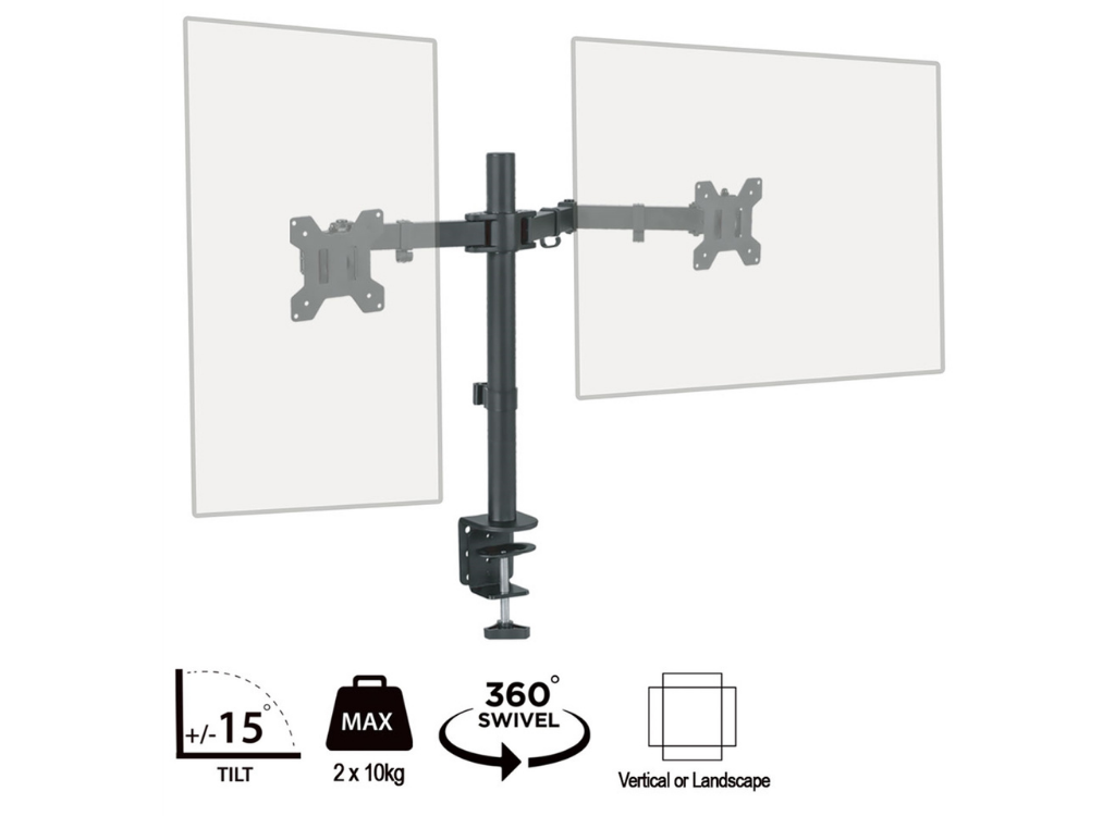 piXL Up to 27" Double Monitor Arm Desk Mount | DOUBLE ARM — Screen Moove