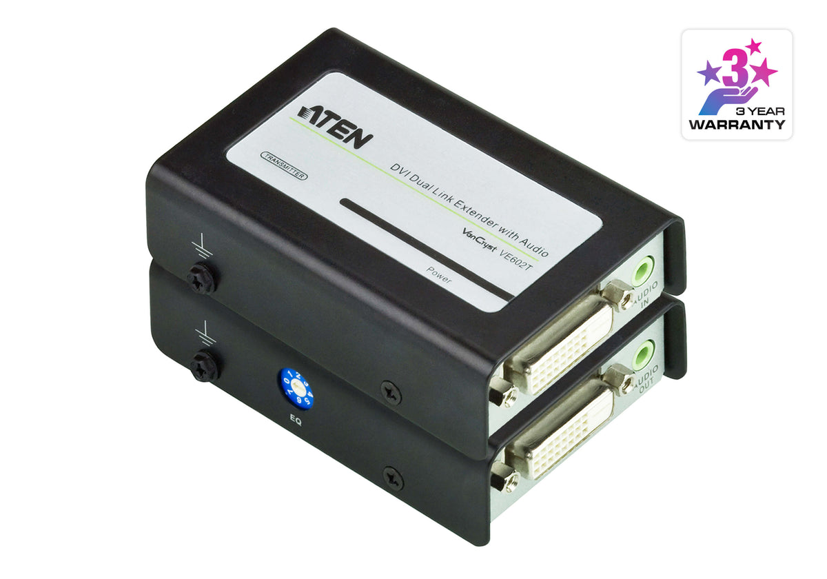 Aten DVI Dual Link/Audio Cat 5 Extender (2560 x 1600@40m) | VE602-AT-E ...